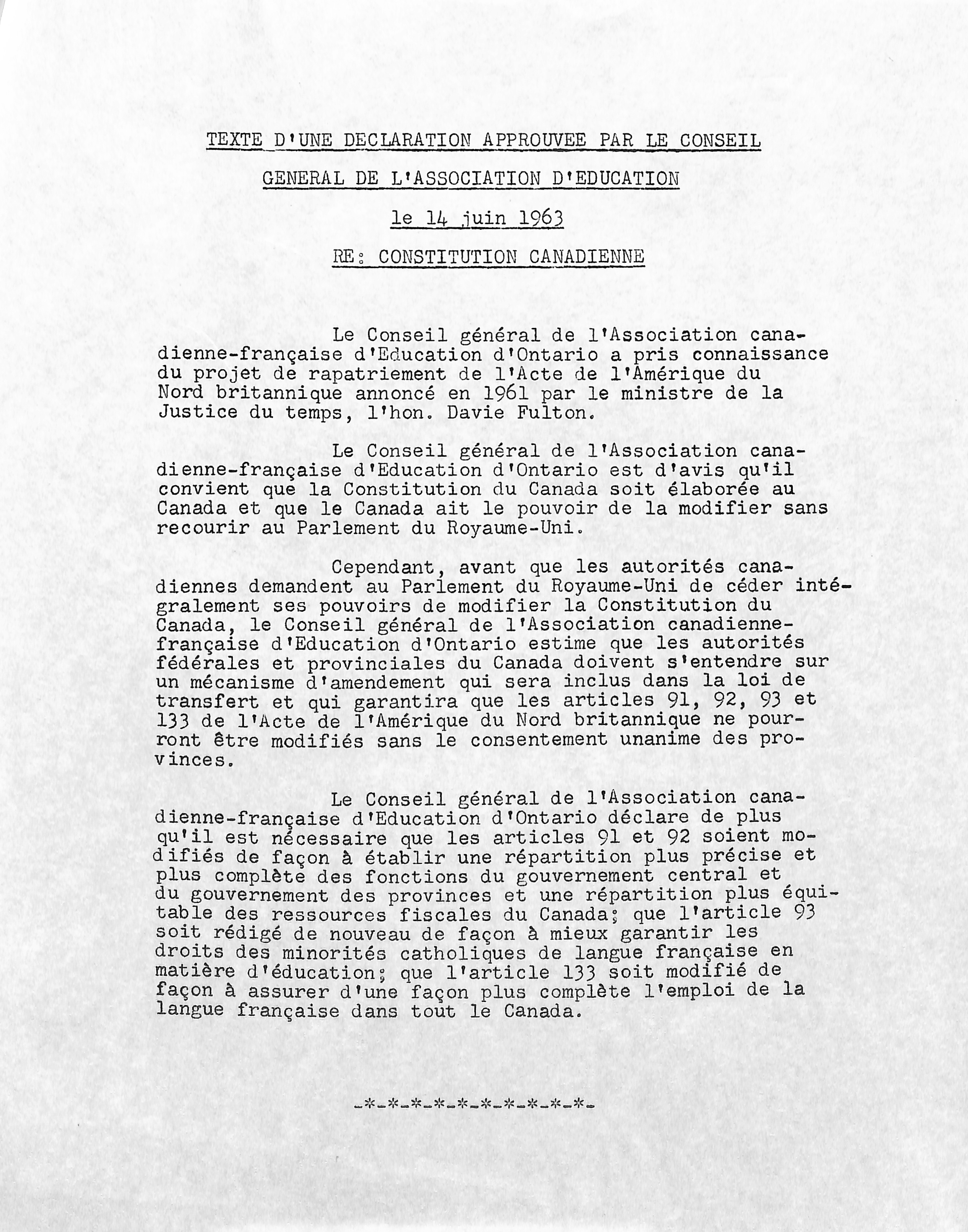 14 juin 1963 – Prises de parole